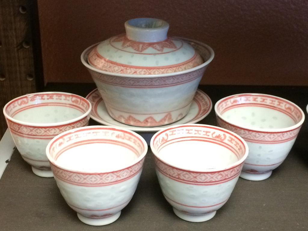 Vintage-style Linglong 玲珑 Rice Pattern Gaiwan and Cups – Purple Cloud ...