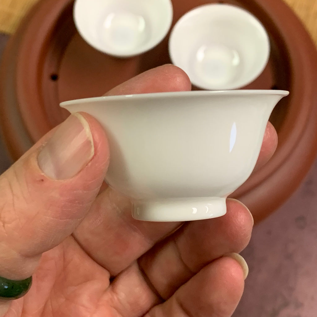 White Jade Porcelain Gongfu Teacup x 3 – Purple Cloud Tea House