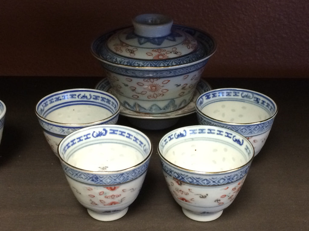 Vintage-style Linglong 玲珑 Rice Pattern Gaiwan and Cups – Purple Cloud ...